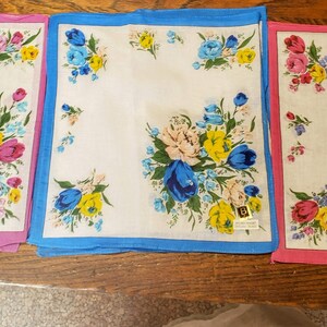 Set of 10 Bright Border Handkerchiefs; Hankies; Floral; Crafting Fabric ...