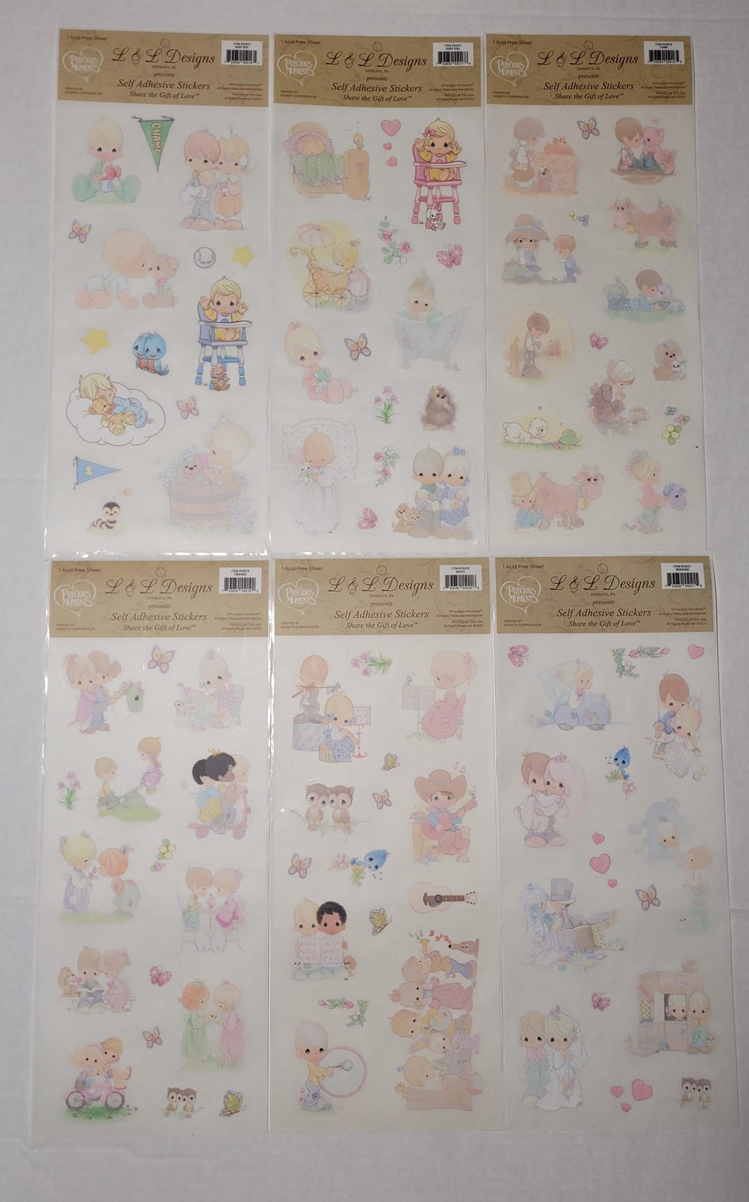 Precious Moments Stickers; 6 Different Designs! Large Sheets; Friends ...