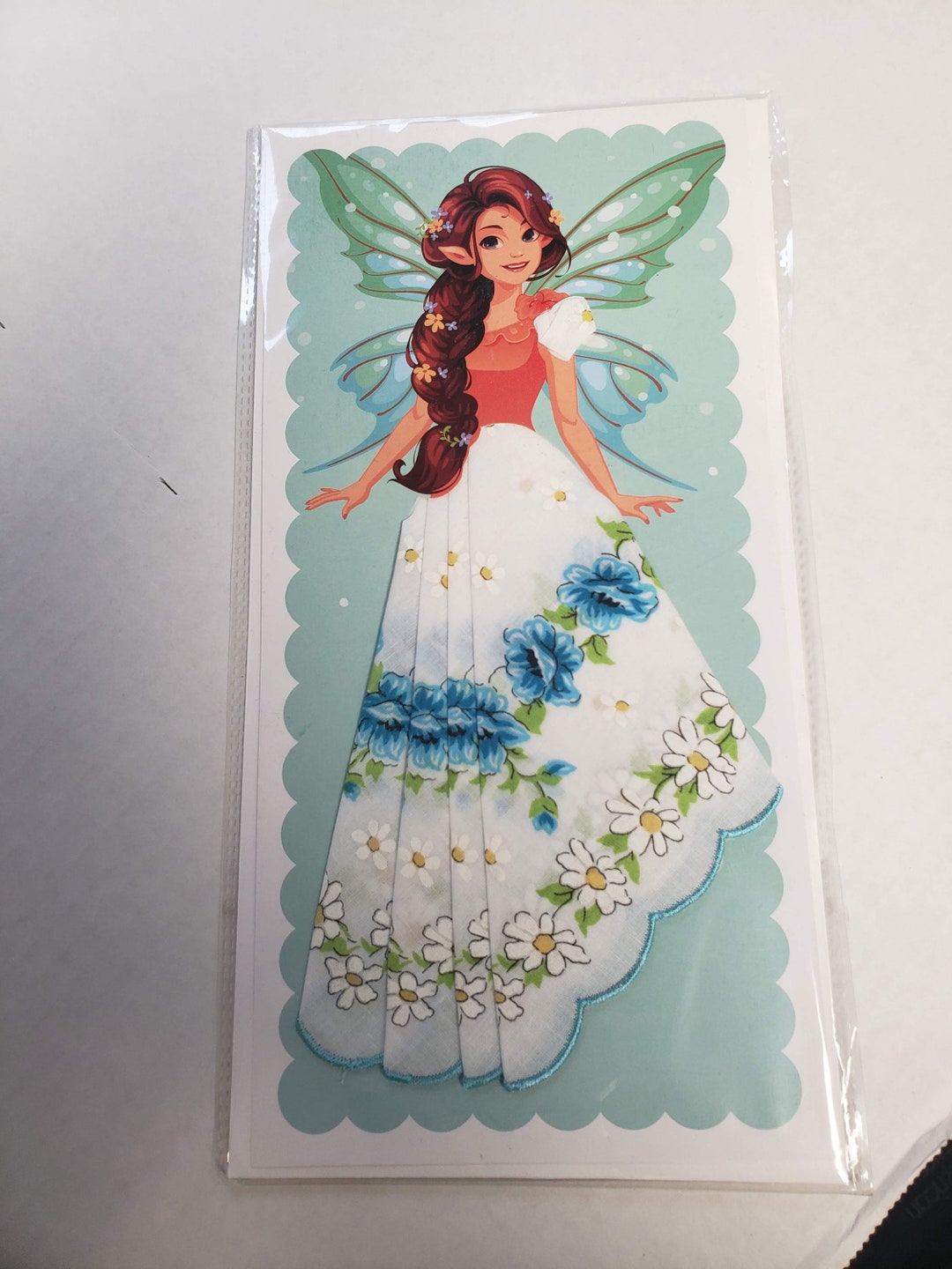 Handkerchief Card; Fairy Greeting Card; Useable Hankie; Old Fashioned ...