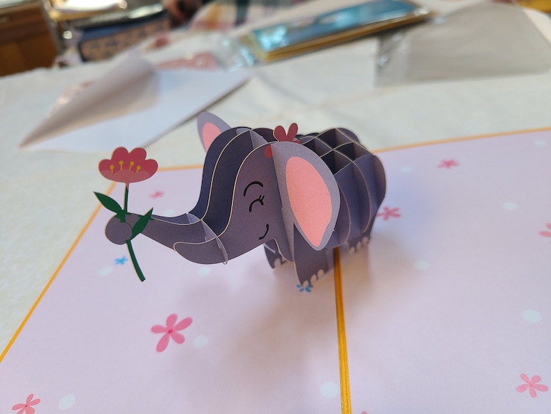 Pop up Card; Cute Little Elephant Greeting Card; Mother's Day, Birthday ...