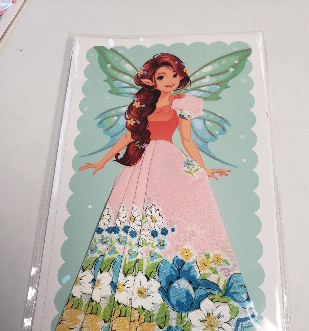 Handkerchief Card; Fairy Greeting Card; Useable Hankie; Old Fashioned ...