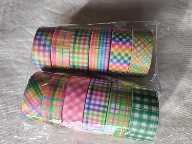 Washi Tape Set; Bright & Cheery Plaids and Checks; 12 Rolls! Decorative ...