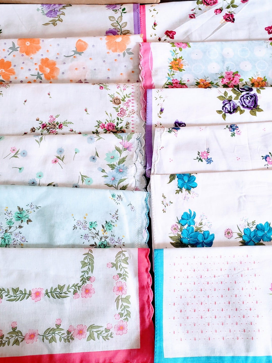 25 Women's Handkerchief Vintage Style Floral; Different Designs ...