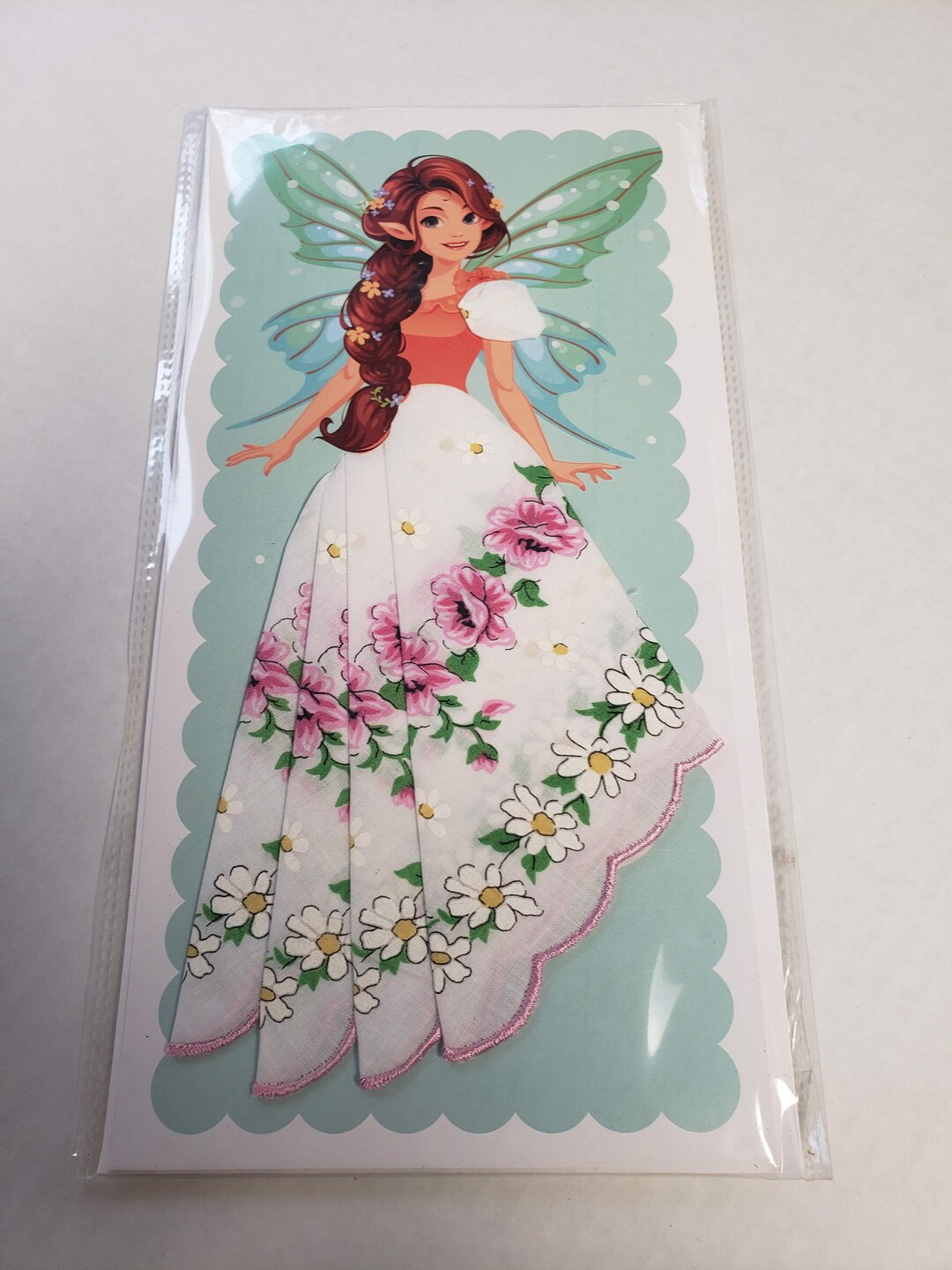 Handkerchief Card; Fairy Greeting Card; Useable Hankie; Old Fashioned ...