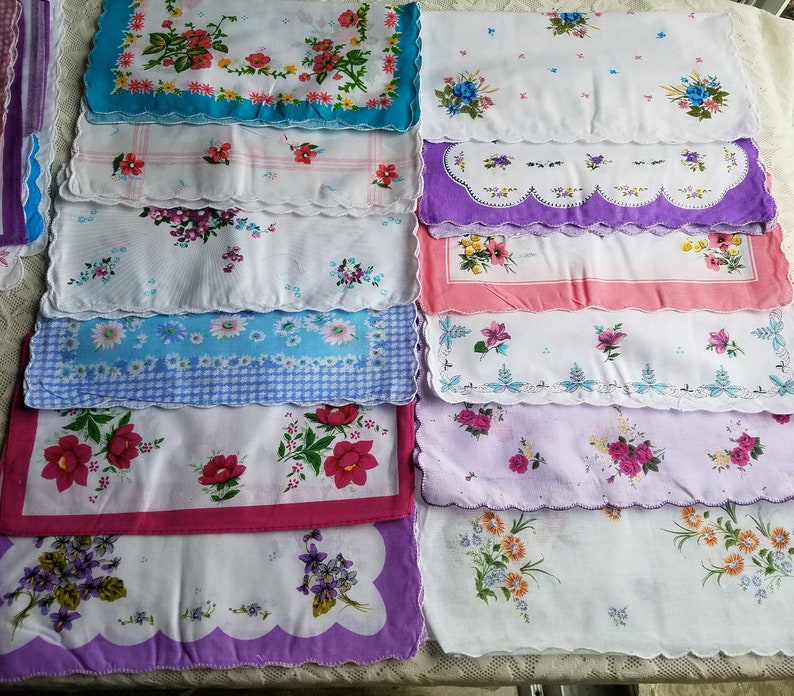 Handkerchief Lot of 50 Vintage Style Floral Handkerchiefs - Etsy