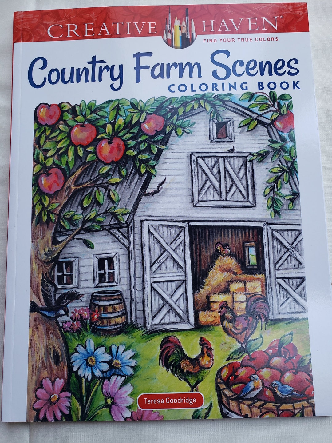 Country Farm Scenes Coloring Book for Adults or Teens; Lovely Pictures ...