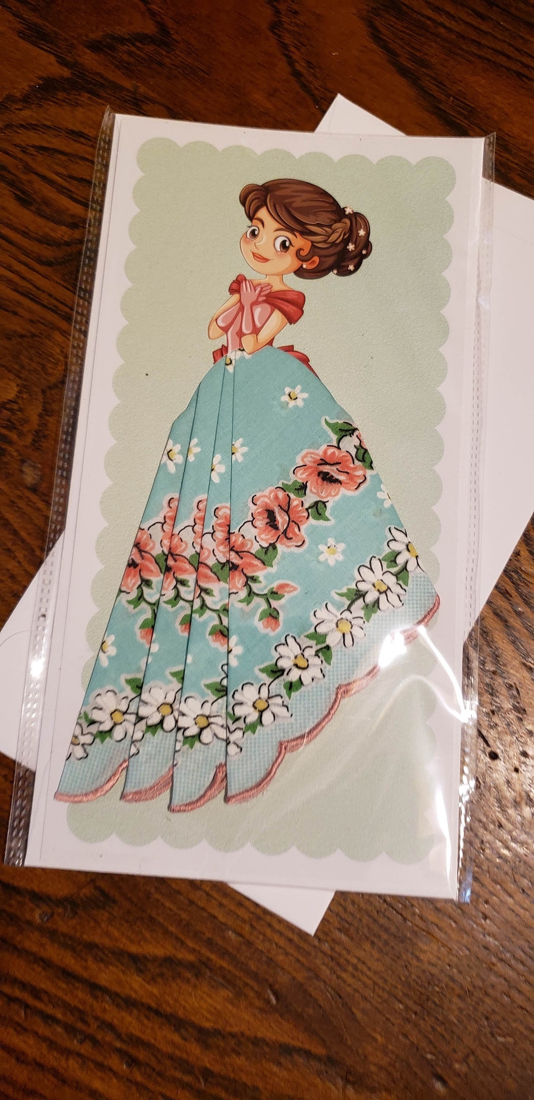 Handkerchief Card Young Lady Beautiful Greeting Card - Etsy