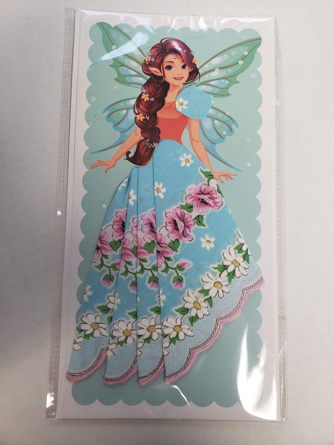 Handkerchief Card; Fairy Greeting Card; Useable Hankie; Old Fashioned ...