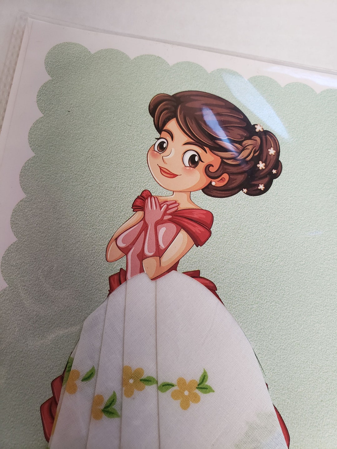 Retro Handkerchief Card; Young Lady, Greeting Card; Useable Hankie ...