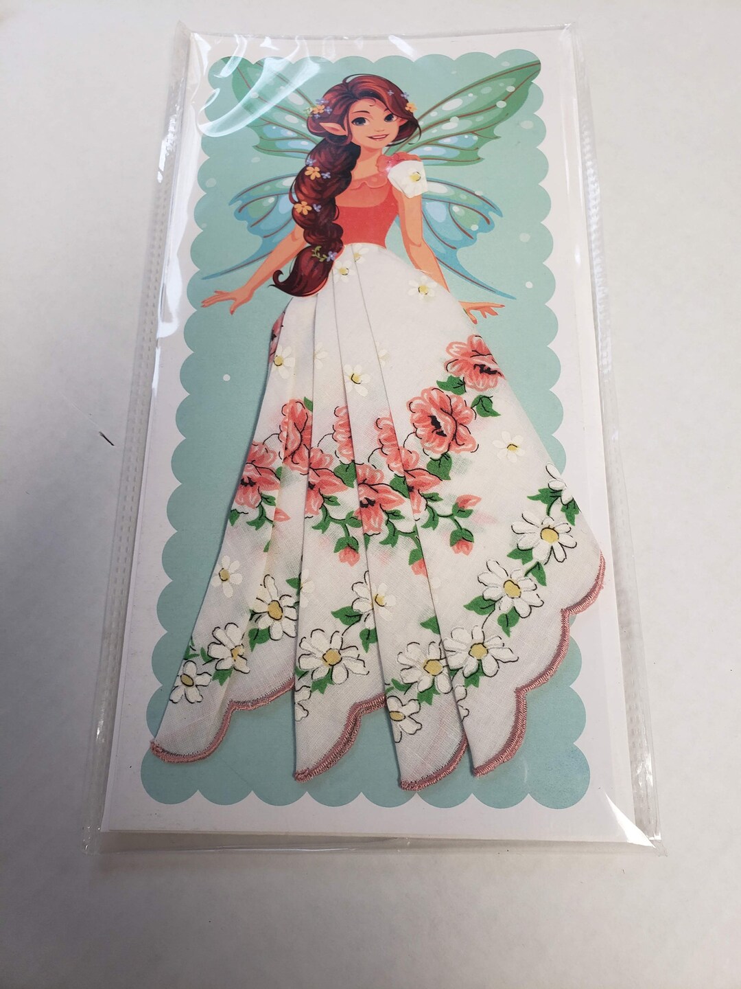 Handkerchief Card; Fairy Greeting Card; Useable Hankie; Old Fashioned ...