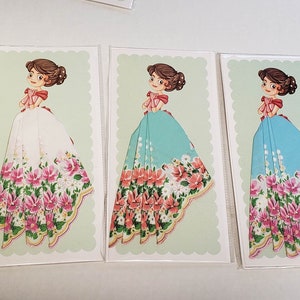 Retro Handkerchief Card; Young Lady, Greeting Card; Useable Hankie ...