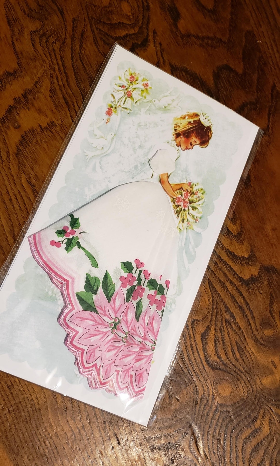 Handkerchief Card; Bride, Wedding Card; Useable Hankie; Old Fashioned ...