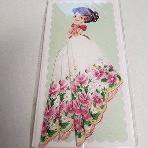 Retro Handkerchief Card; Young Lady, Greeting Card; Useable Hankie ...