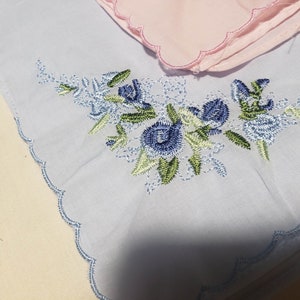 Set of 6 Embroidered Pastel Colored Handkerchiefs; 14" Size - Etsy