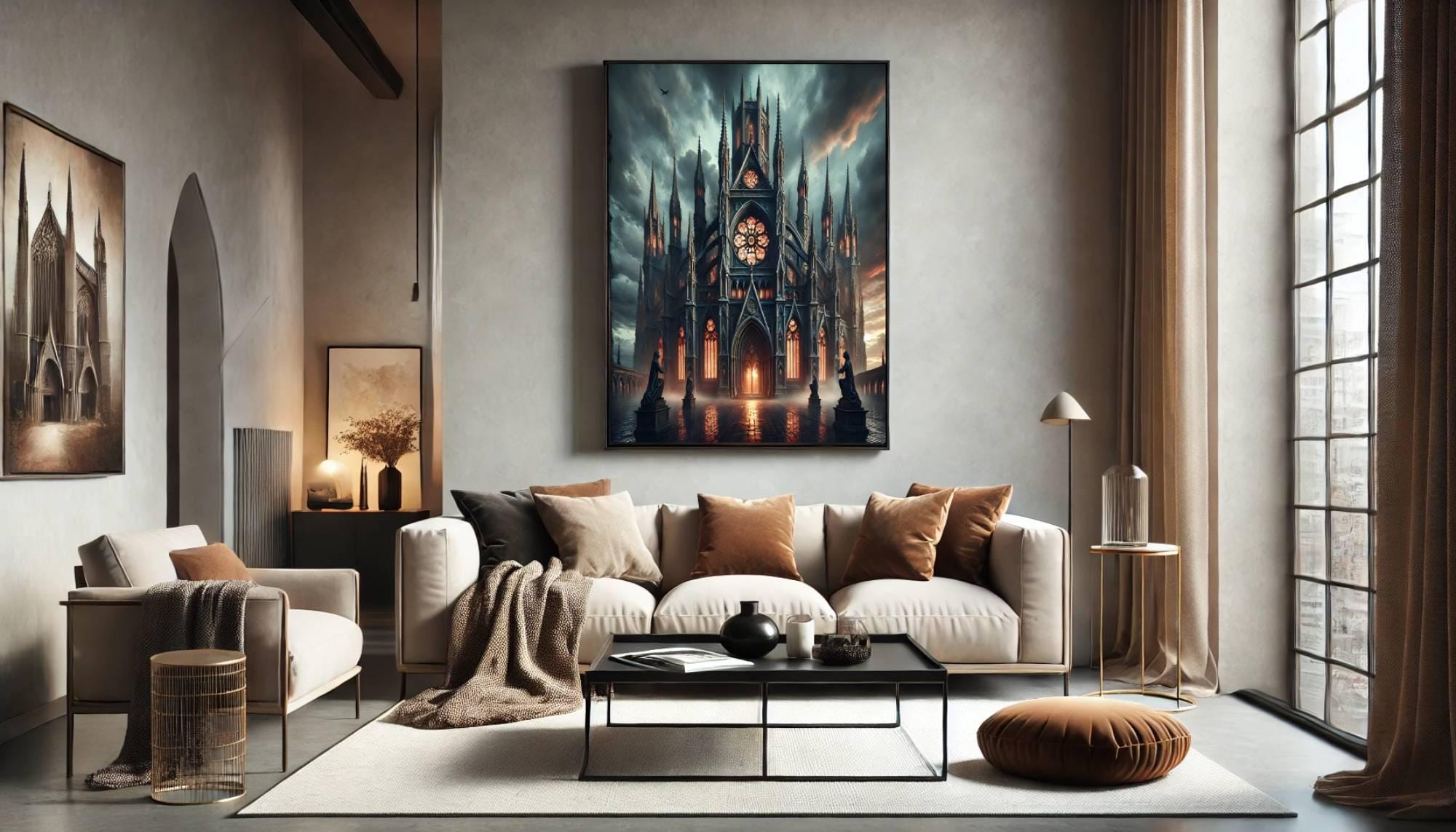 Gothic Cathedral Wall Art, Medieval Architecture Print, Dark Academia ...