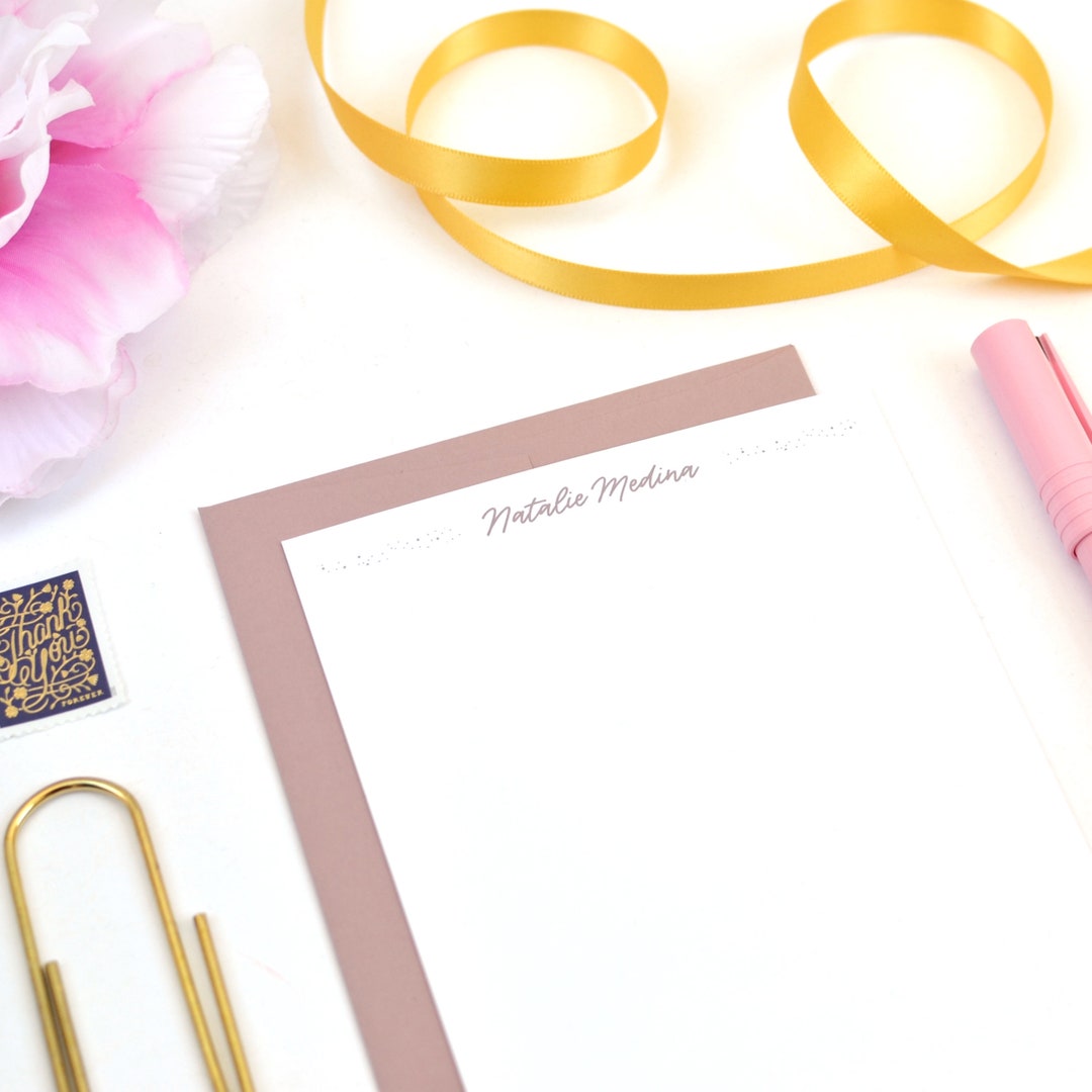 Personalized Stationery Set - Custom Color Flat Notes - Simple, Modern ...