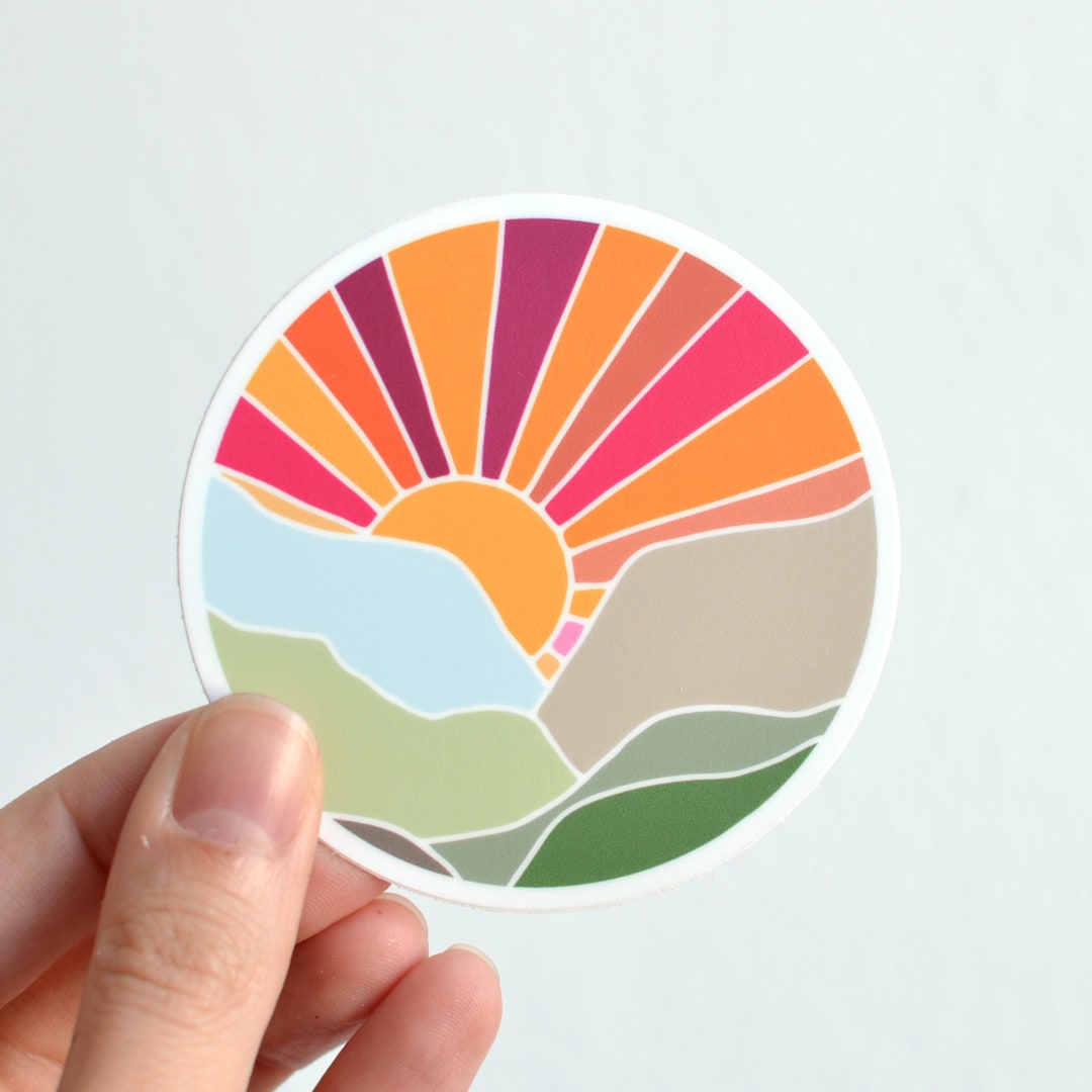 Mountain Sunset Vinyl Sticker - Laptop Sticker - Water Bottle Sticker ...