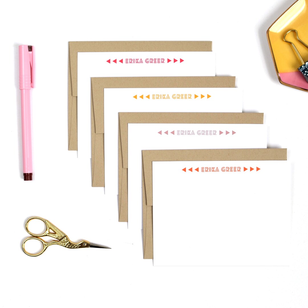 Modern Arrows Personalized Stationery - Custom Flat Notes - Custom ...