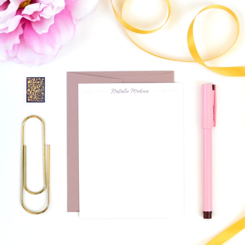 Personalized Stationery Set Custom Color Flat Notes - Etsy