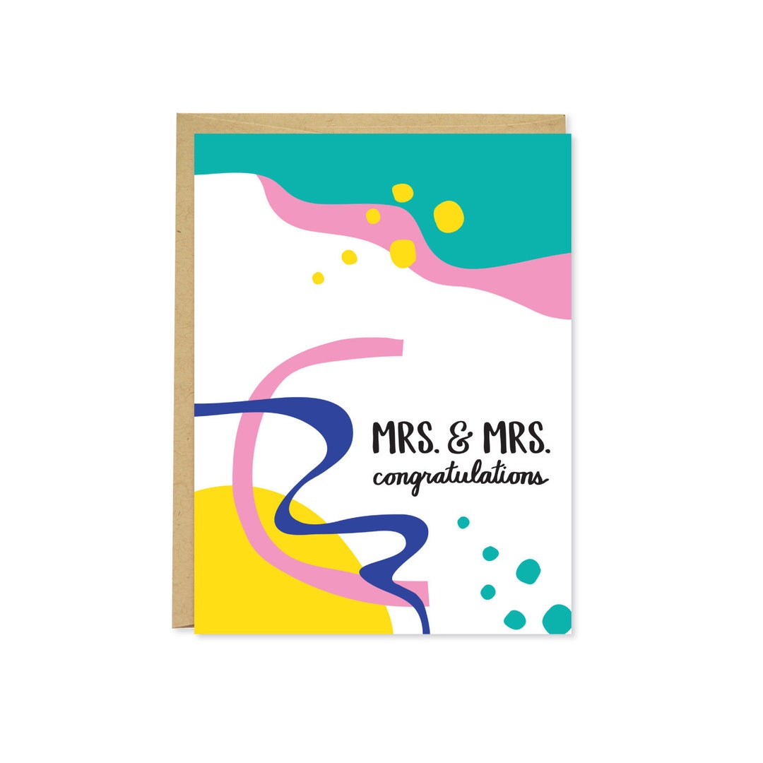 Lesbian Wedding Card Mrs And Mrs Congratulations Card Lesbian