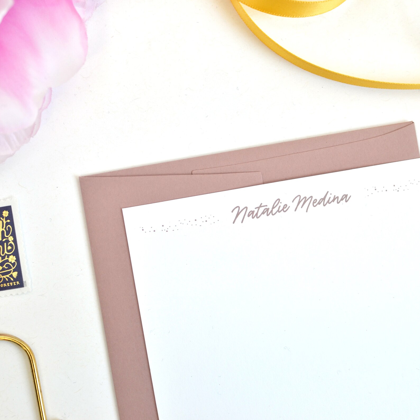 Personalized Stationery Set Custom Color Flat Notes - Etsy