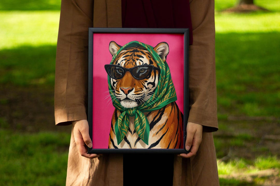 Tiger Retro Portrait Vintage Glamour Big Cat Art - Etsy