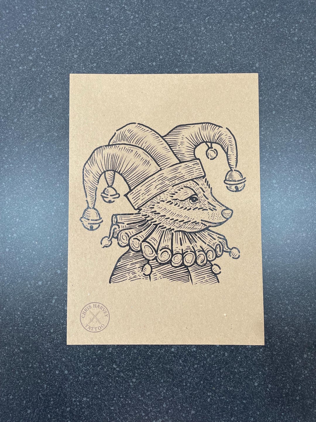 Medieval Badger Jester Print – Woodcut-style Animal Illustration on ...