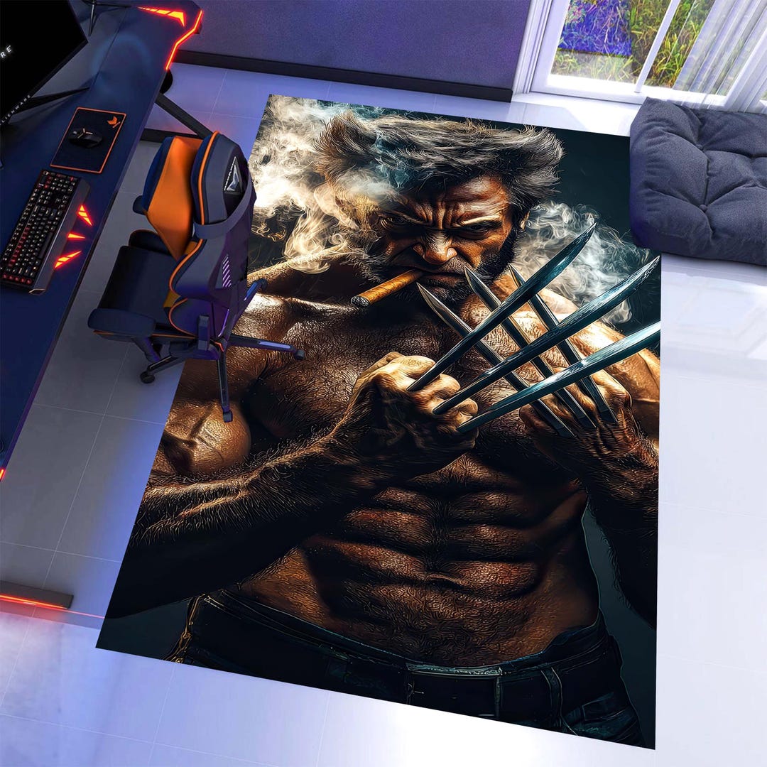 Wolverine Claw Area Rug: Dark Comic Hero Carpet, Non-slip Machine ...