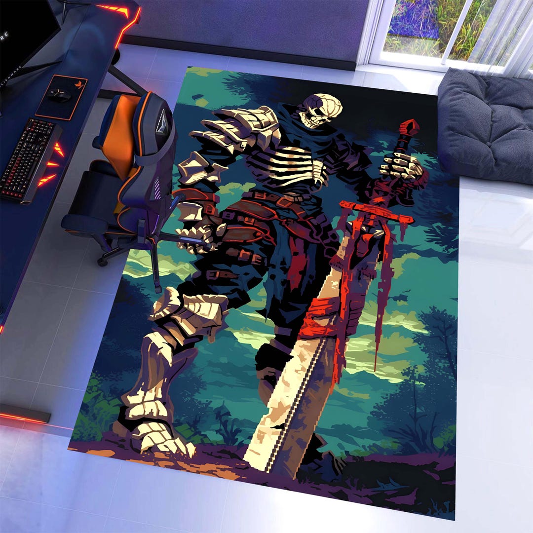 Skeleton Knight Greatsword Rug: Dark Fantasy Area Carpet, Non Slip ...