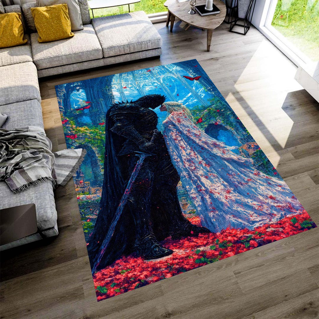 Fairy Tale Rug: Gothic Dark Knight and Bride, Non Slip Washable - Etsy