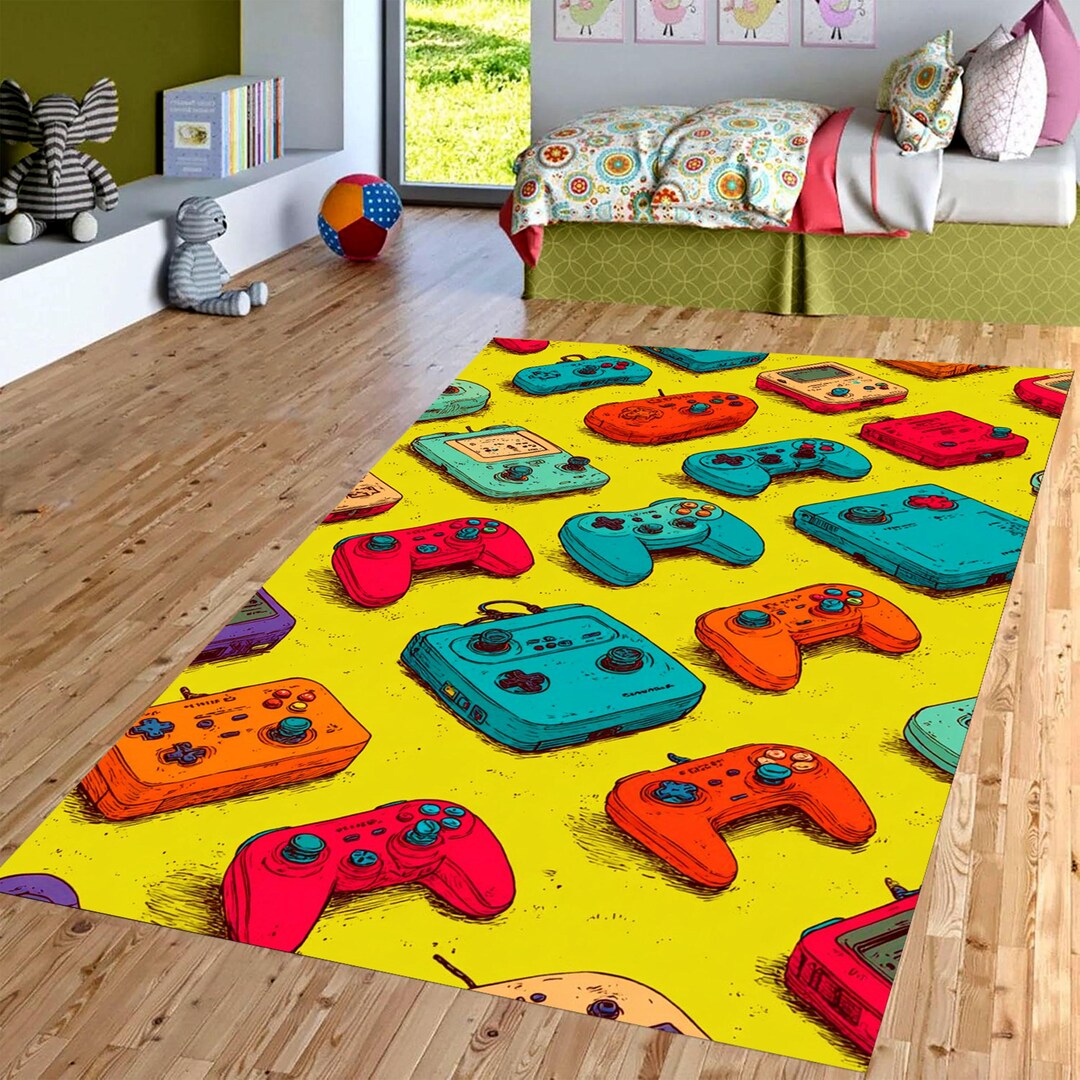 Retro Gamer Controller Rug: Pop Art, Non Slip Washable - Etsy