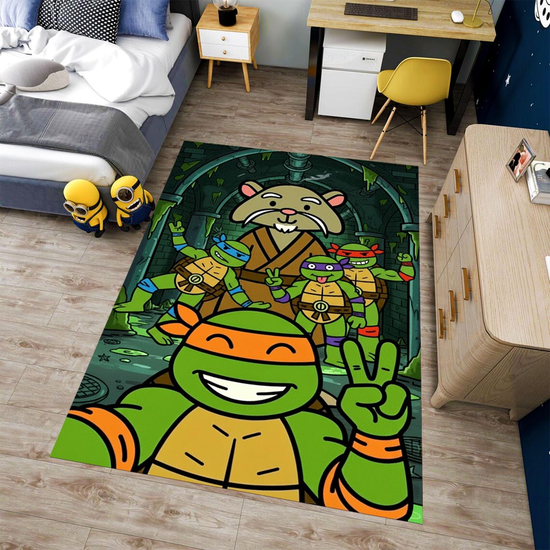 Ninja Turtles Kids Rug: Sewer Squad Cartoon Area Carpet, Non Slip ...
