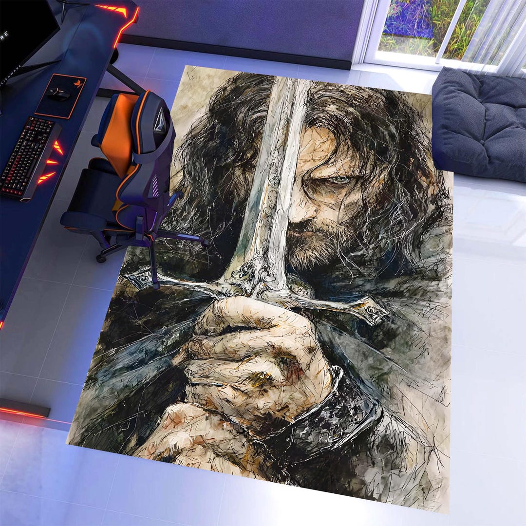 Aragorn Inspired Sword Rug: Strider Ranger King Fantasy Warrior Area ...