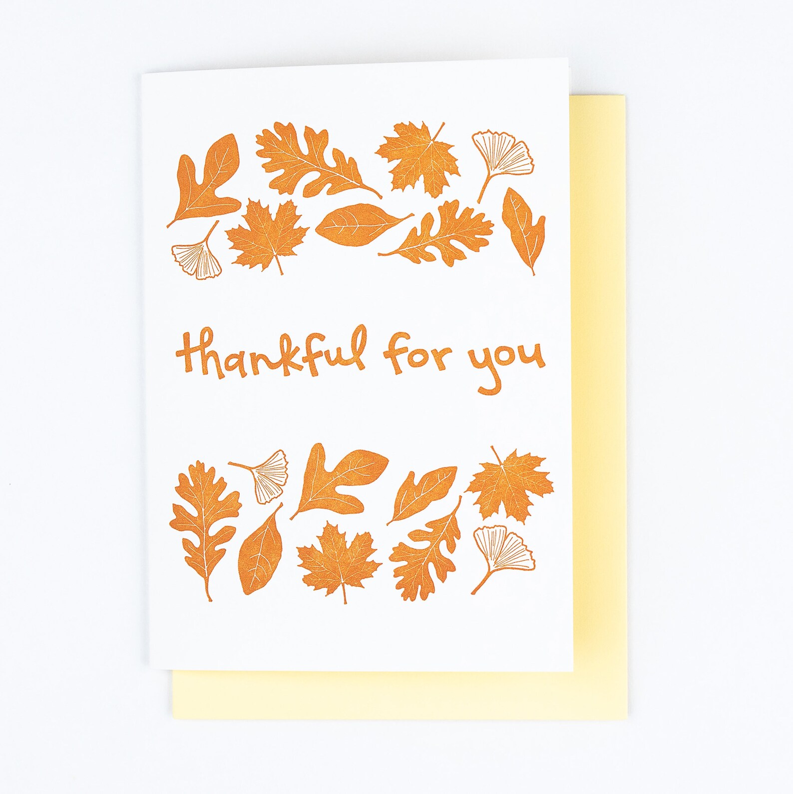 Autumn Leaves Thank You Card – Letterpress Fall Thank You Card With ...