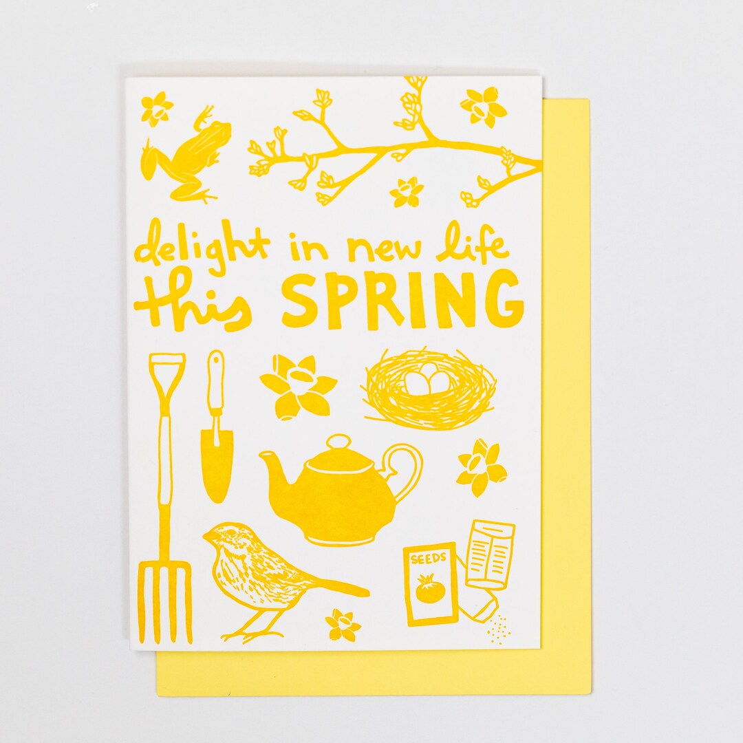 DELIGHT in NEW LIFE This Spring, Letterpress Greeting Card, Easter, New ...