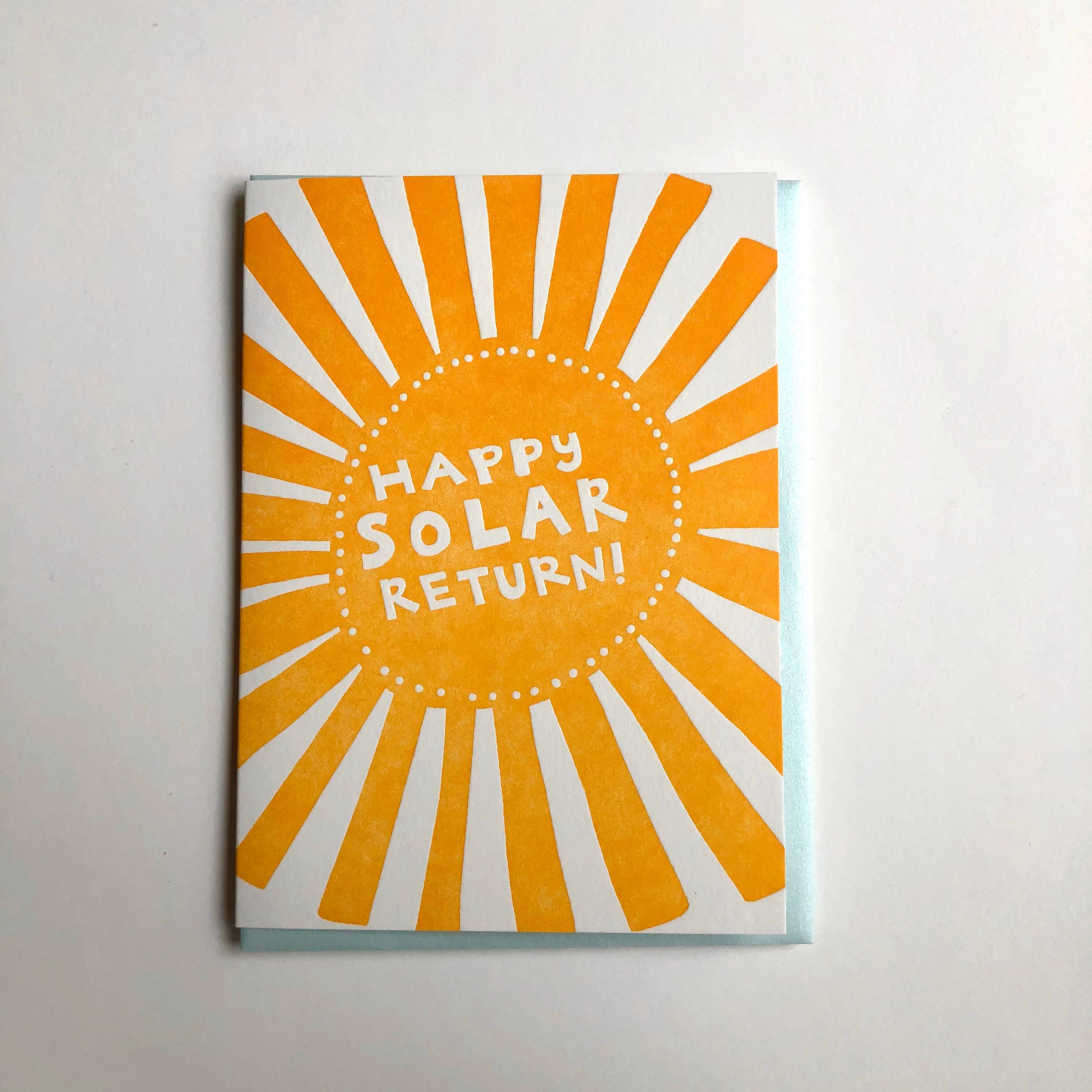 HAPPY SOLAR RETURN Birthday Card / Letterpress Greeting Card / | Etsy