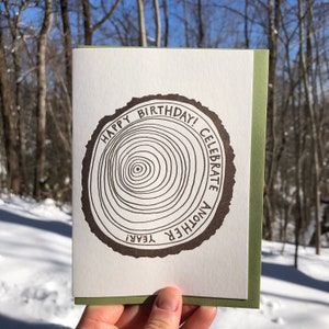 TREE RING BIRTHDAY, Letterpress Greeting Card, Letterpress Stationery ...