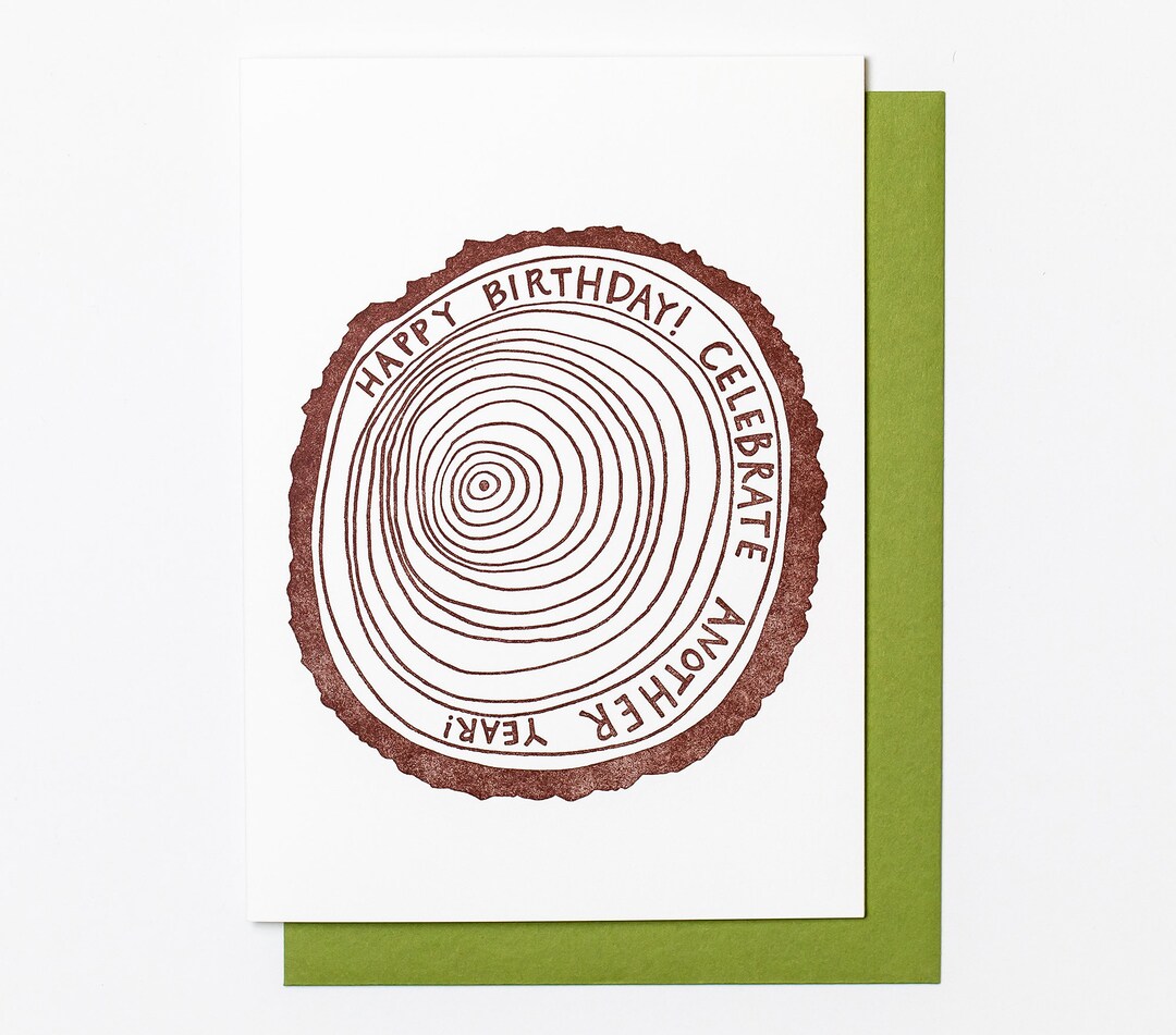 TREE RING BIRTHDAY, Letterpress Greeting Card, Letterpress Stationery ...