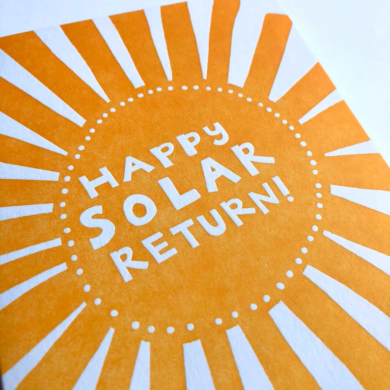HAPPY SOLAR RETURN Birthday Card / Letterpress Greeting Card / | Etsy