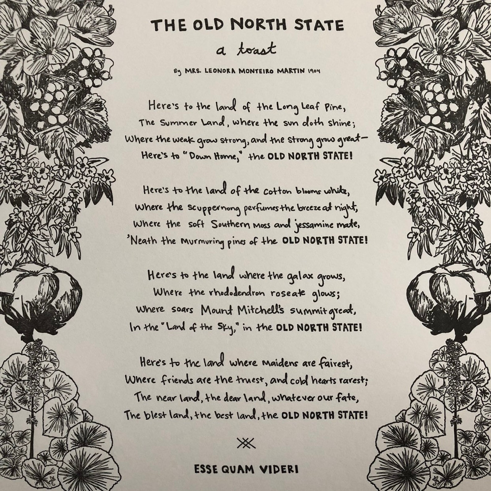 The OLD NORTH STATE North Carolina Toast Large Letterpress - Etsy