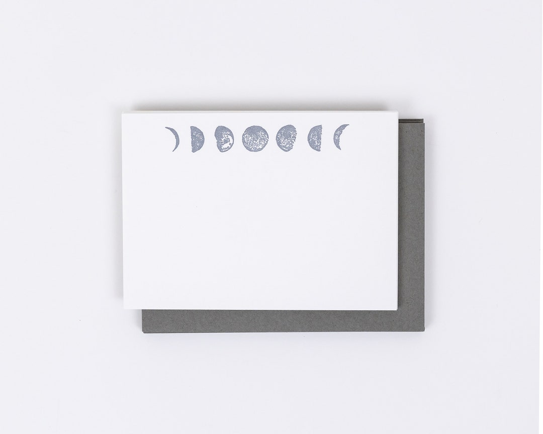 LUNAR LETTERPRESS NOTECARDS / Lunar Cycle Notecards / Moon Phases ...