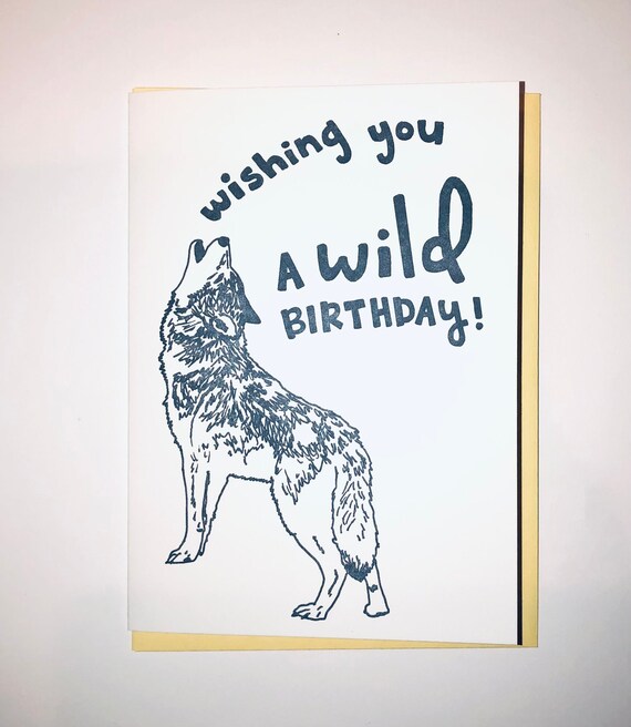 WILD WOLF BIRTHDAY Card Letterpress Greeting Child Birthday - Etsy