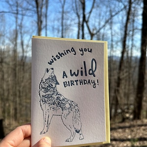 WILD WOLF BIRTHDAY Card, Letterpress Greeting, Child Birthday, Boy ...