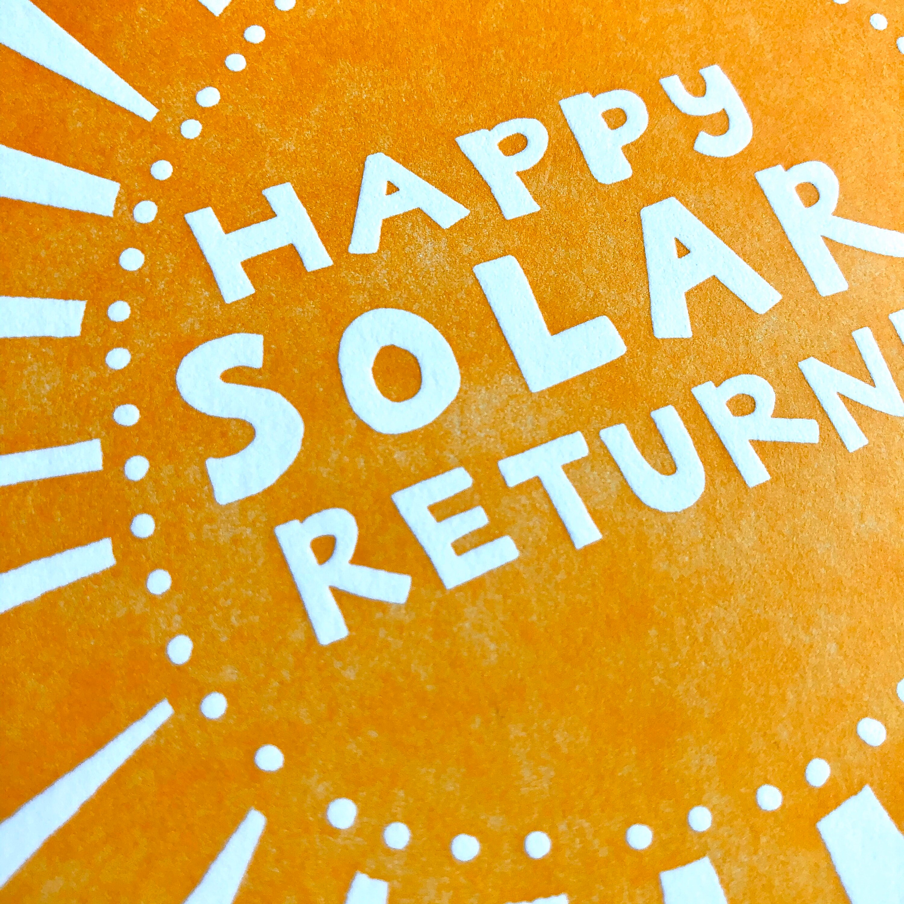 HAPPY SOLAR RETURN Birthday Card / Letterpress Greeting Card / | Etsy