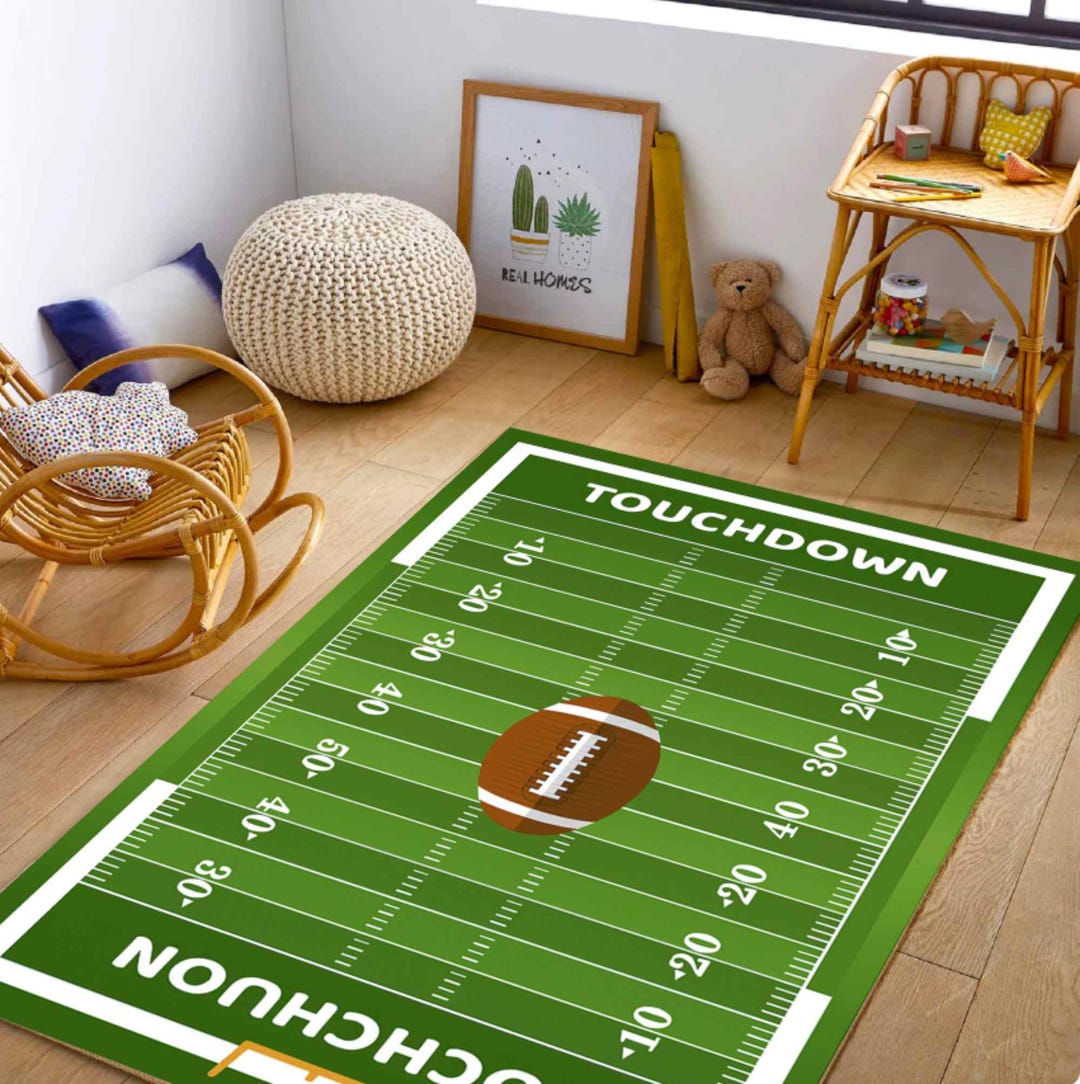 Football Field Rug for Kids Room, Washable,non-slip Sports Carpet ...