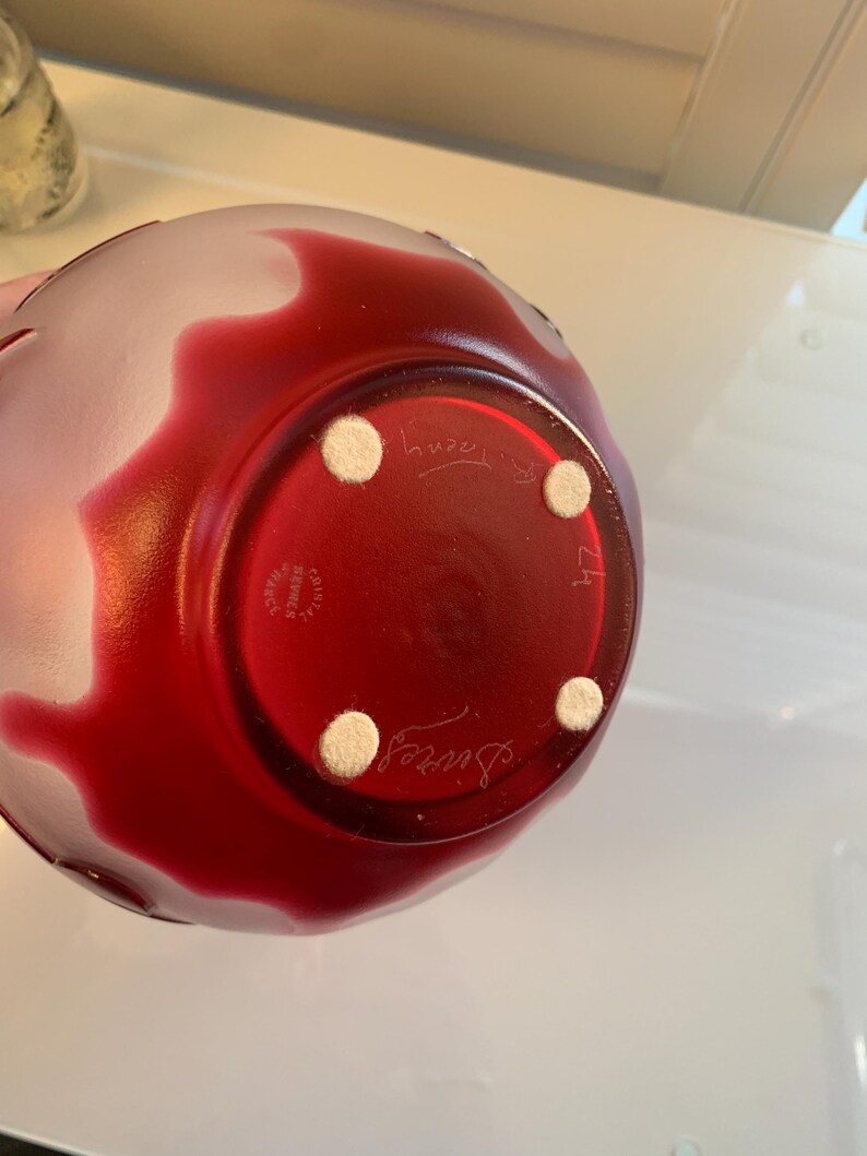 Vintage Sevres Crystal Bowl – Signed R. Treny, French Red Cameo Art ...