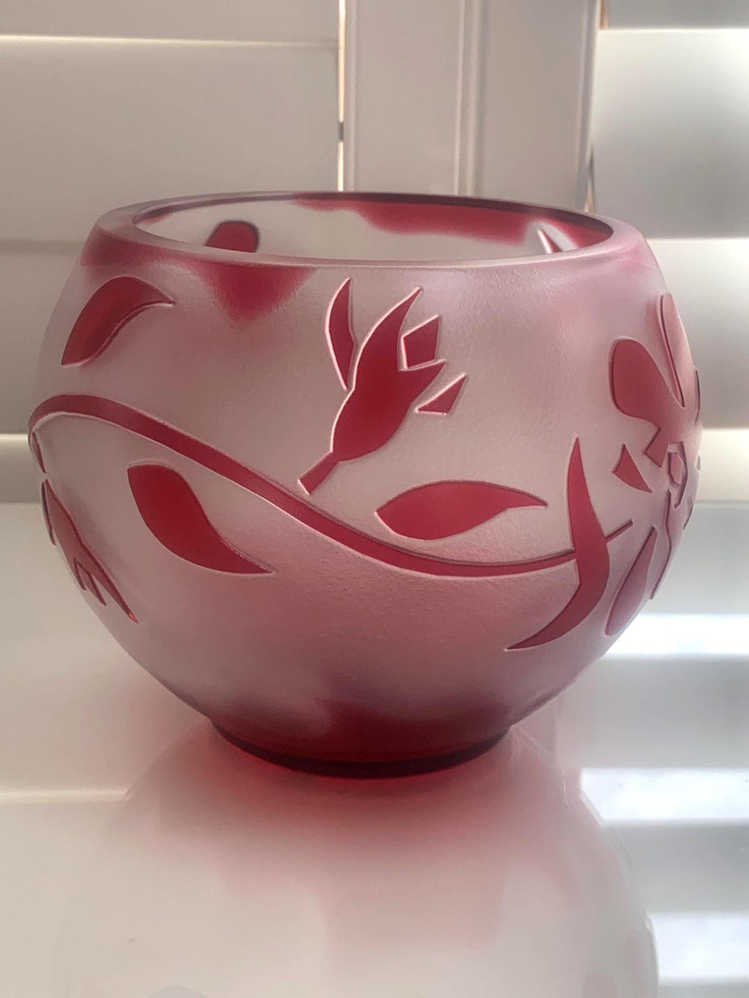 Vintage Sevres Crystal Bowl – Signed R. Treny, French Red Cameo Art ...