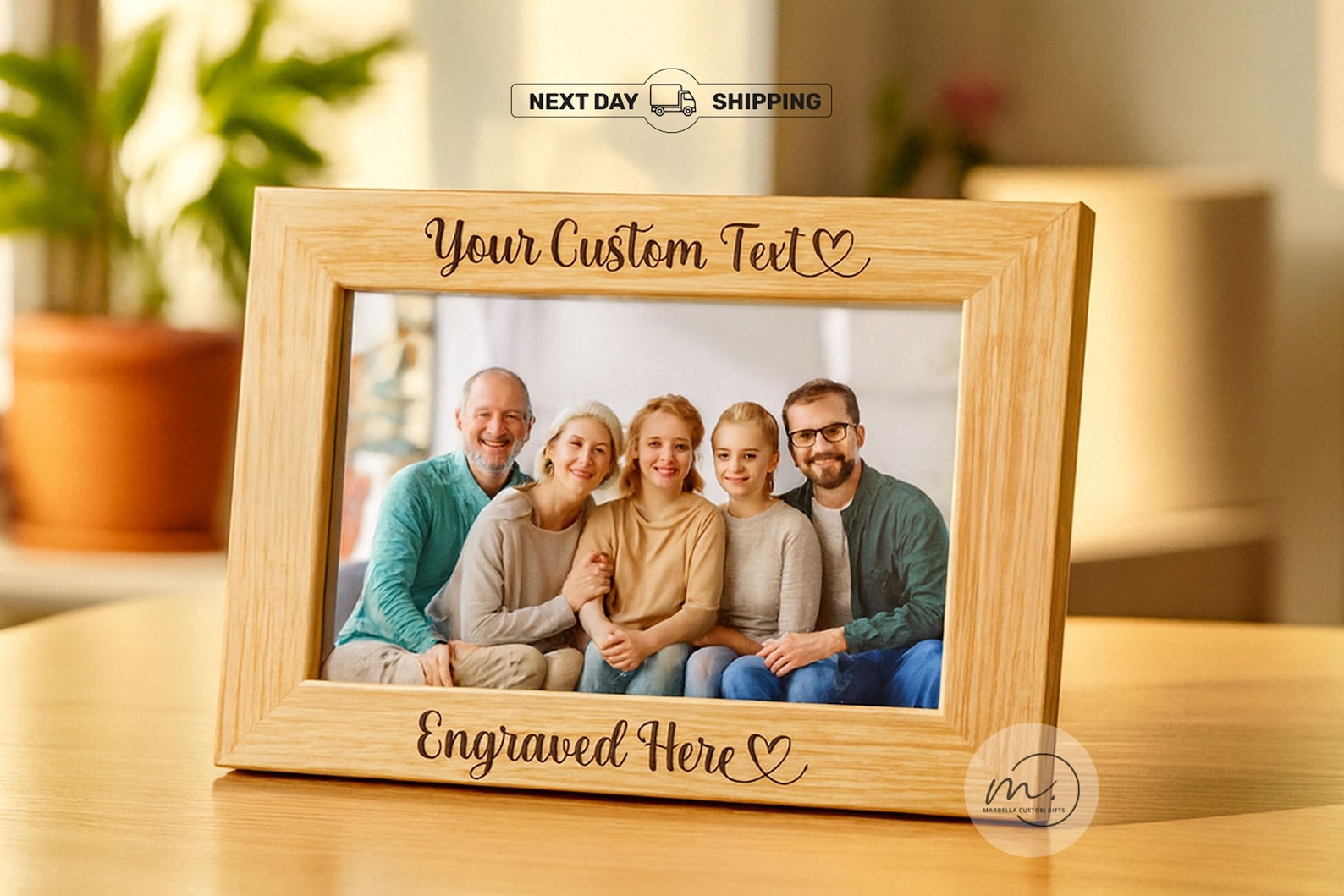 Personalized Your Custom Text Laser Engraved Wood Photo Frame , Family ...