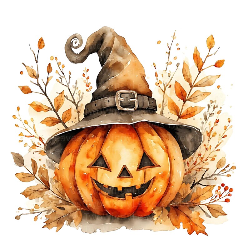 Pumpkin Clipart Bundle Halloween: Witch Hat Jack O’ Lanterns Digital ...