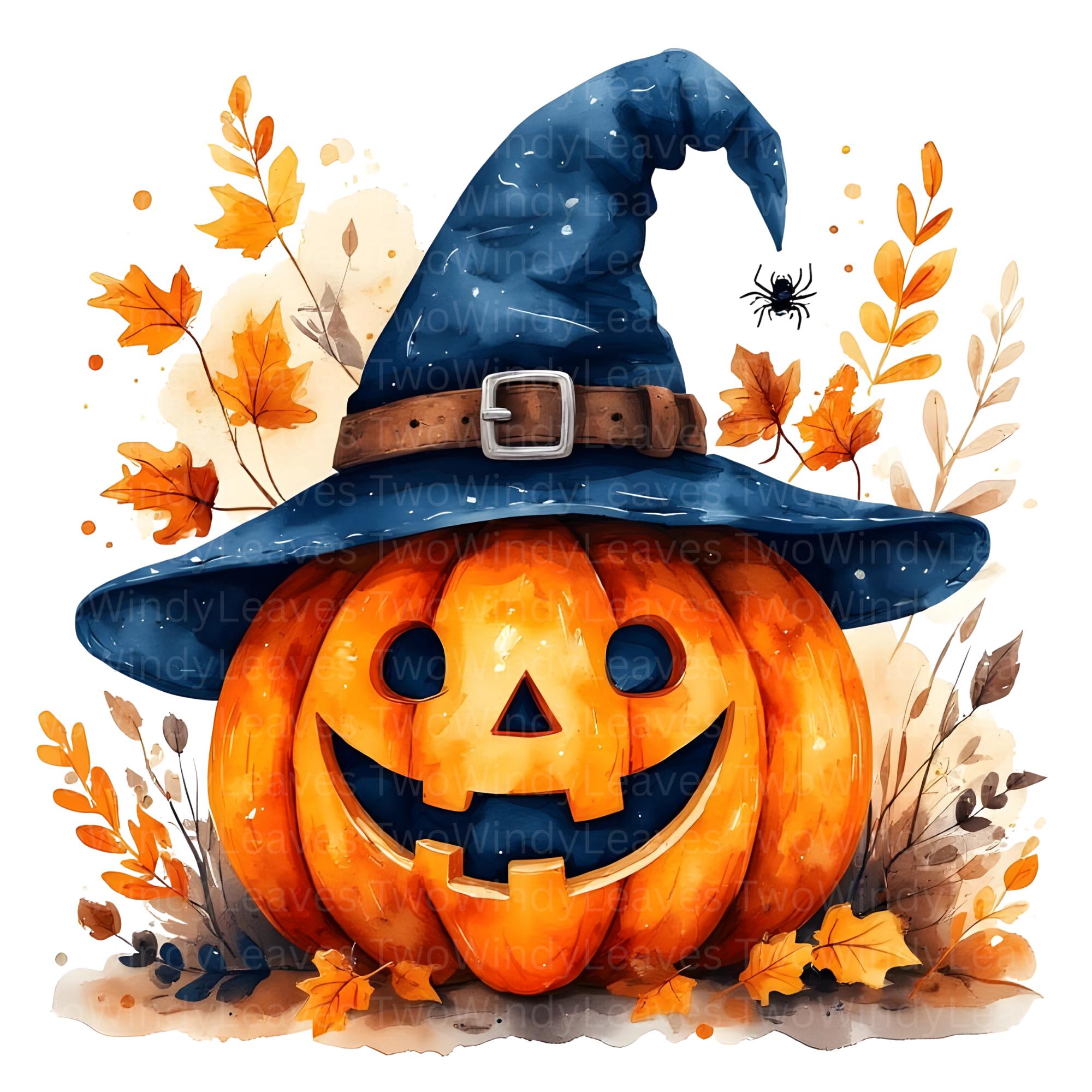 Pumpkin Clipart Bundle Halloween: Witch Hat Jack O’ Lanterns Digital ...